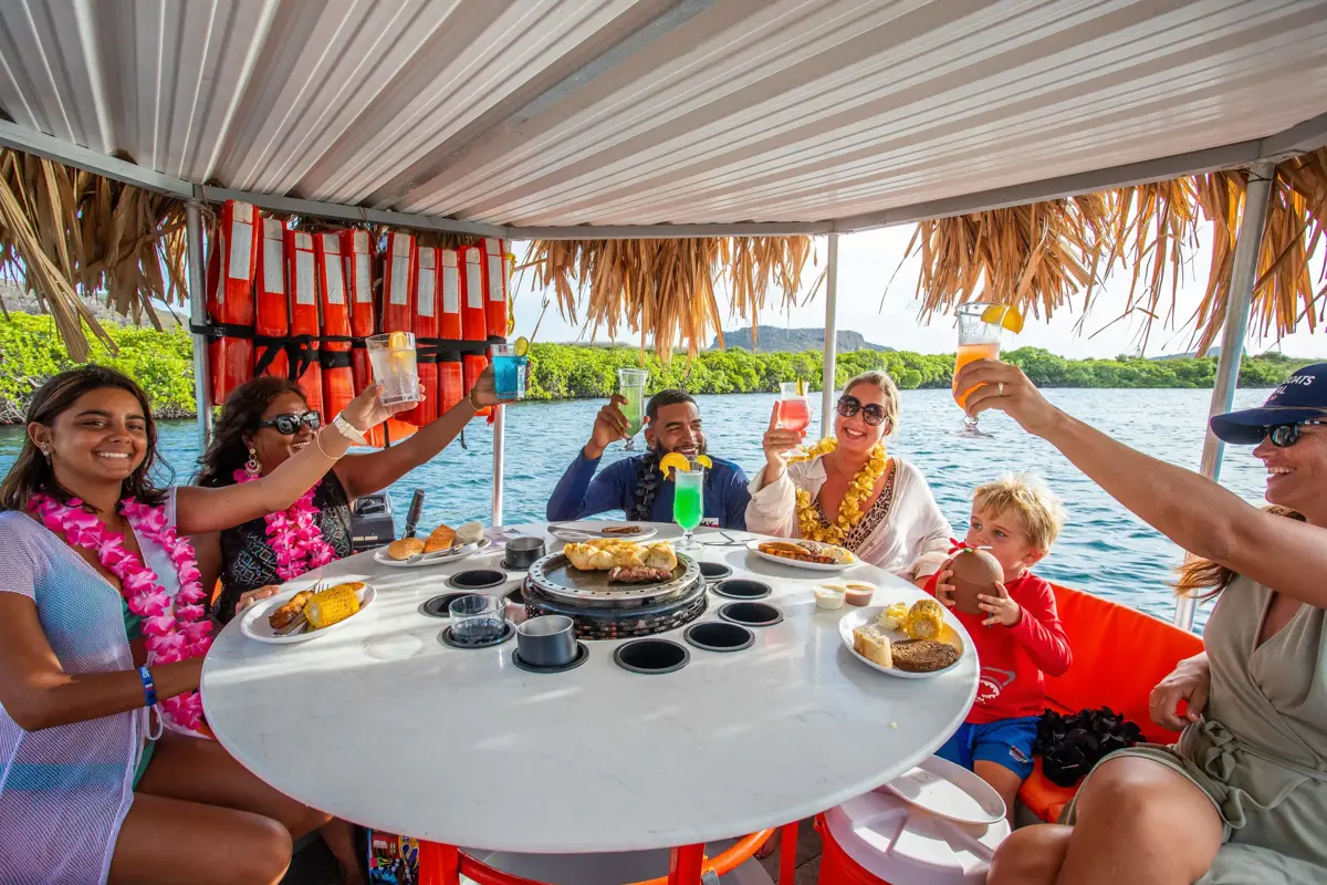 Tiki XL BBQ Boat | Tiki Boats Rental - My Curacao Guide